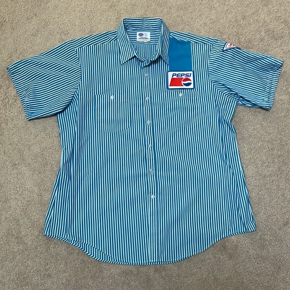 Pepsi | Shirts | Pepsi Striped Uniform Shirt With Customized Back Logo ...